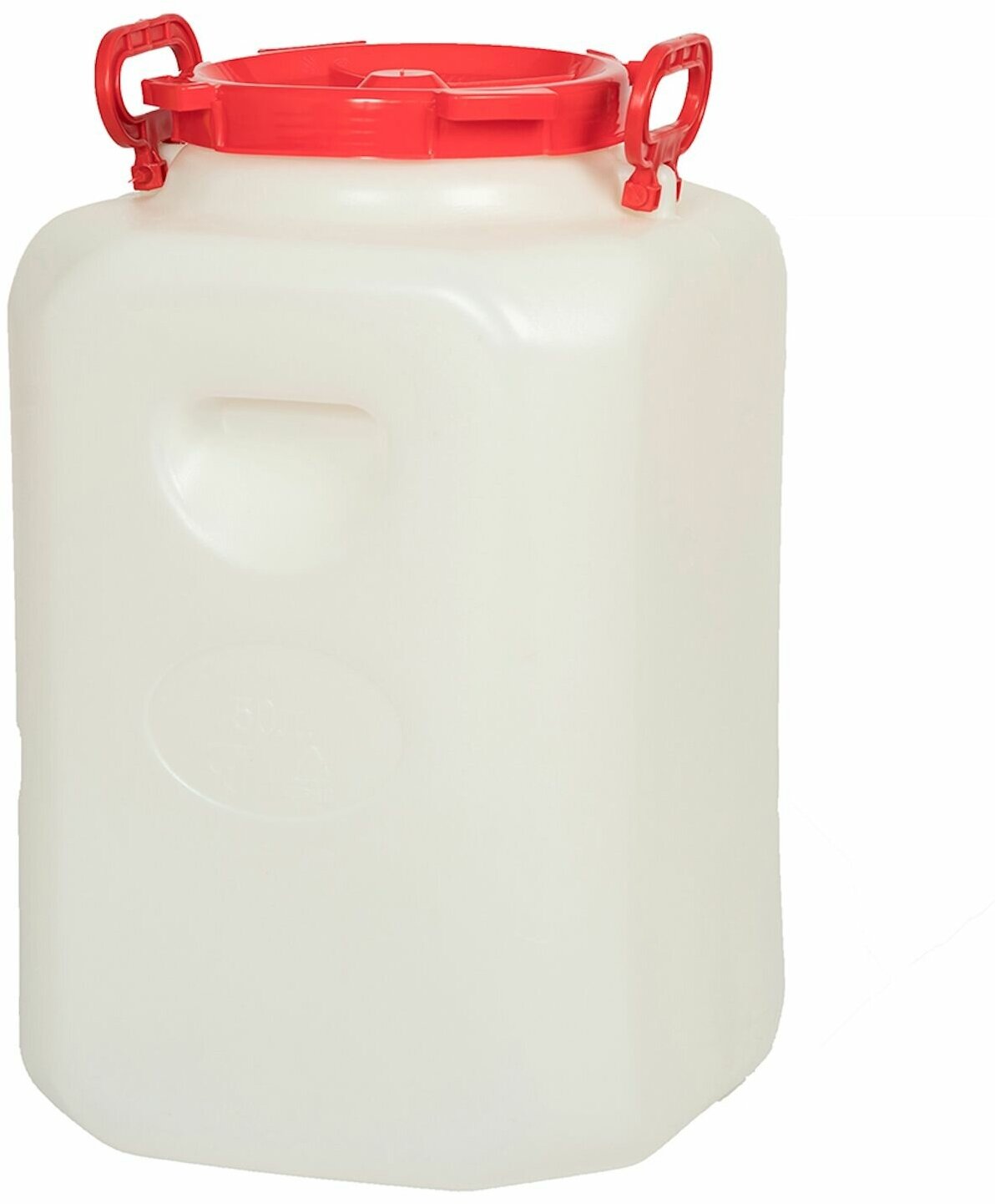 Канистра-бочка 50 литров пищевая , белая с ручками