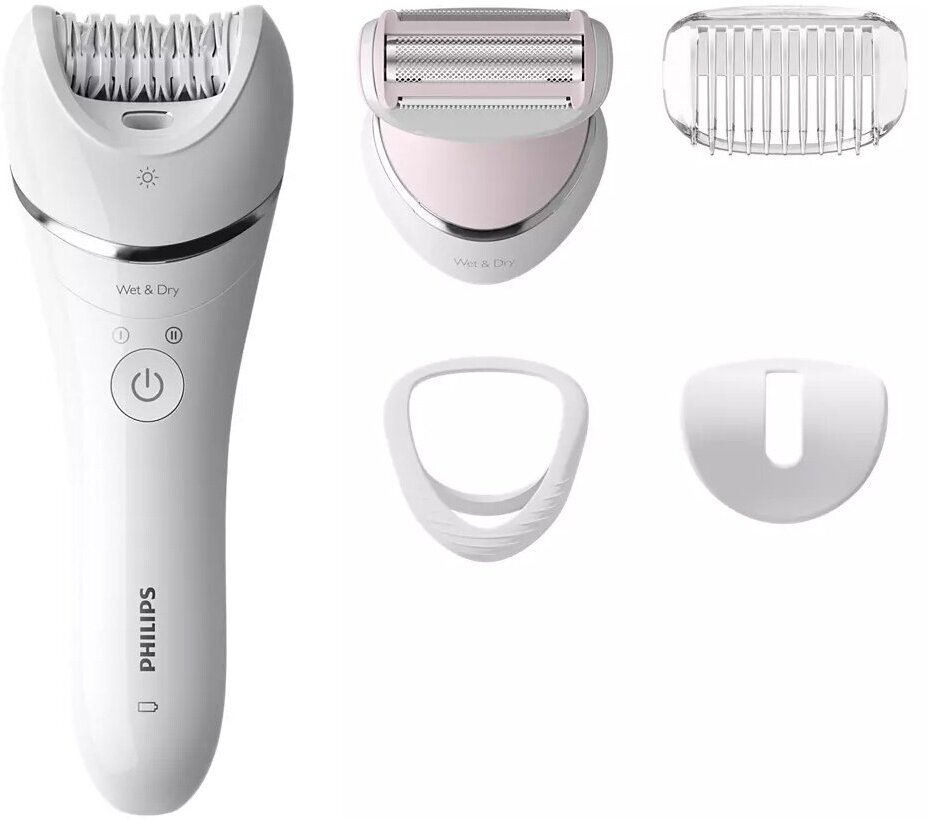 Эпилятор Philips BRE710/00 [белый, скорости - 2, пинцетов/дисков - 32, съемные насадки/головки - 5 ш