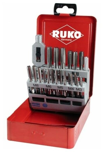 Набор ручных метчиков HSS M3-M12 + вороток, 22шт RUKO 245002