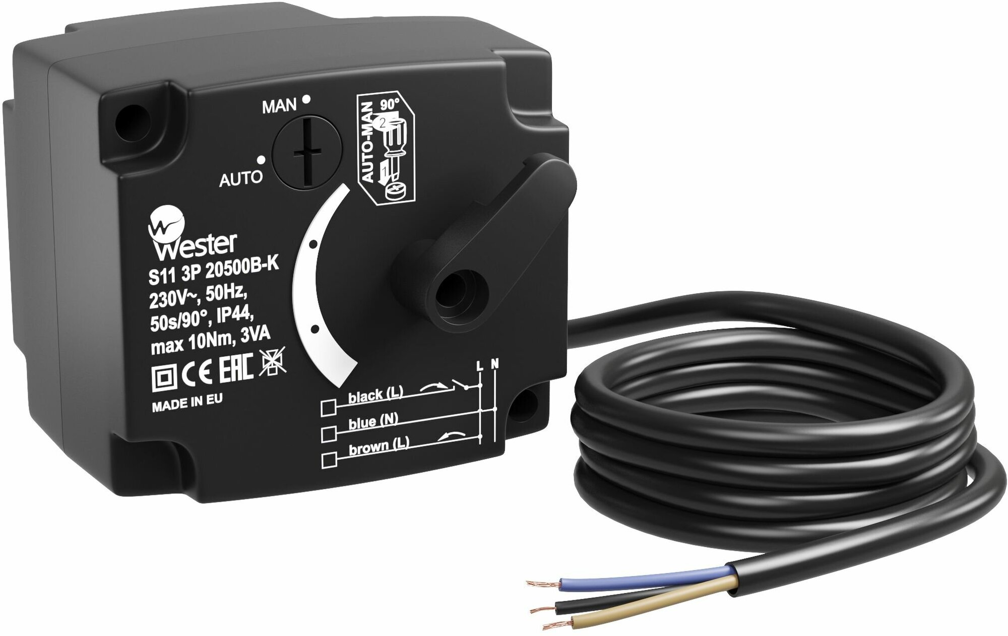 Электропривод Wester 220В, 50сек 3Х 10Нм, WA-003