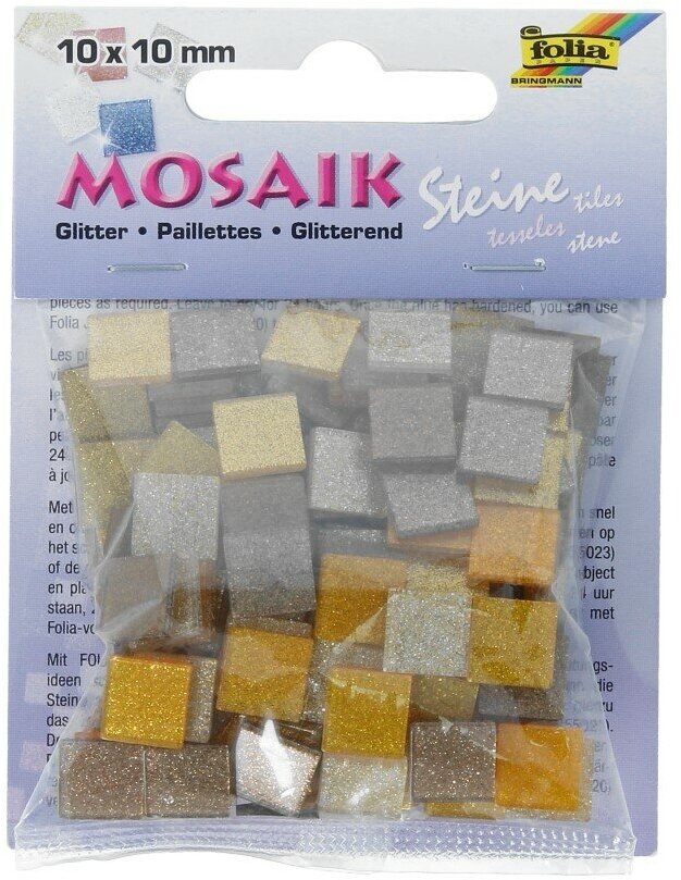 Folia Мозаика тонированная с блестками 10x10 мм, 190 шт, оттенки коричневого 61204