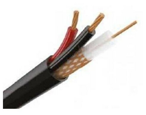 Кабель для видеонаблюдения КВК-П-2х0,75 Чeрный уличный медный в бухте 200 метров