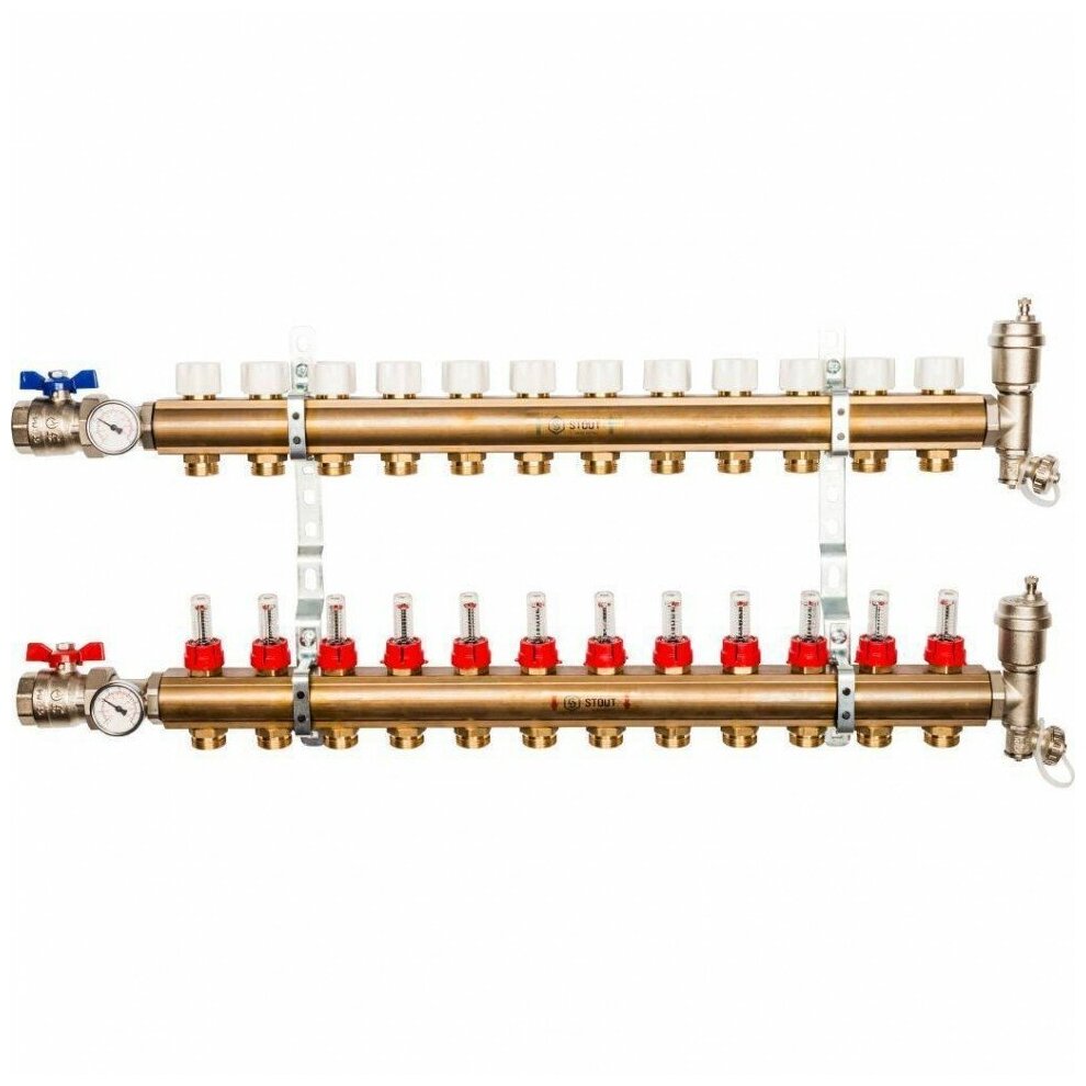 Коллектор с расходомерами для теплого пола 12 вых. Stout (SMB 0473 000012)