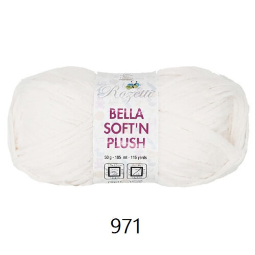 Пряжа "BELLA SOFT N PLUSH" 100% Полиамид, 50гр/105м, (971- Белый) 1 упаковка (10 мотков)