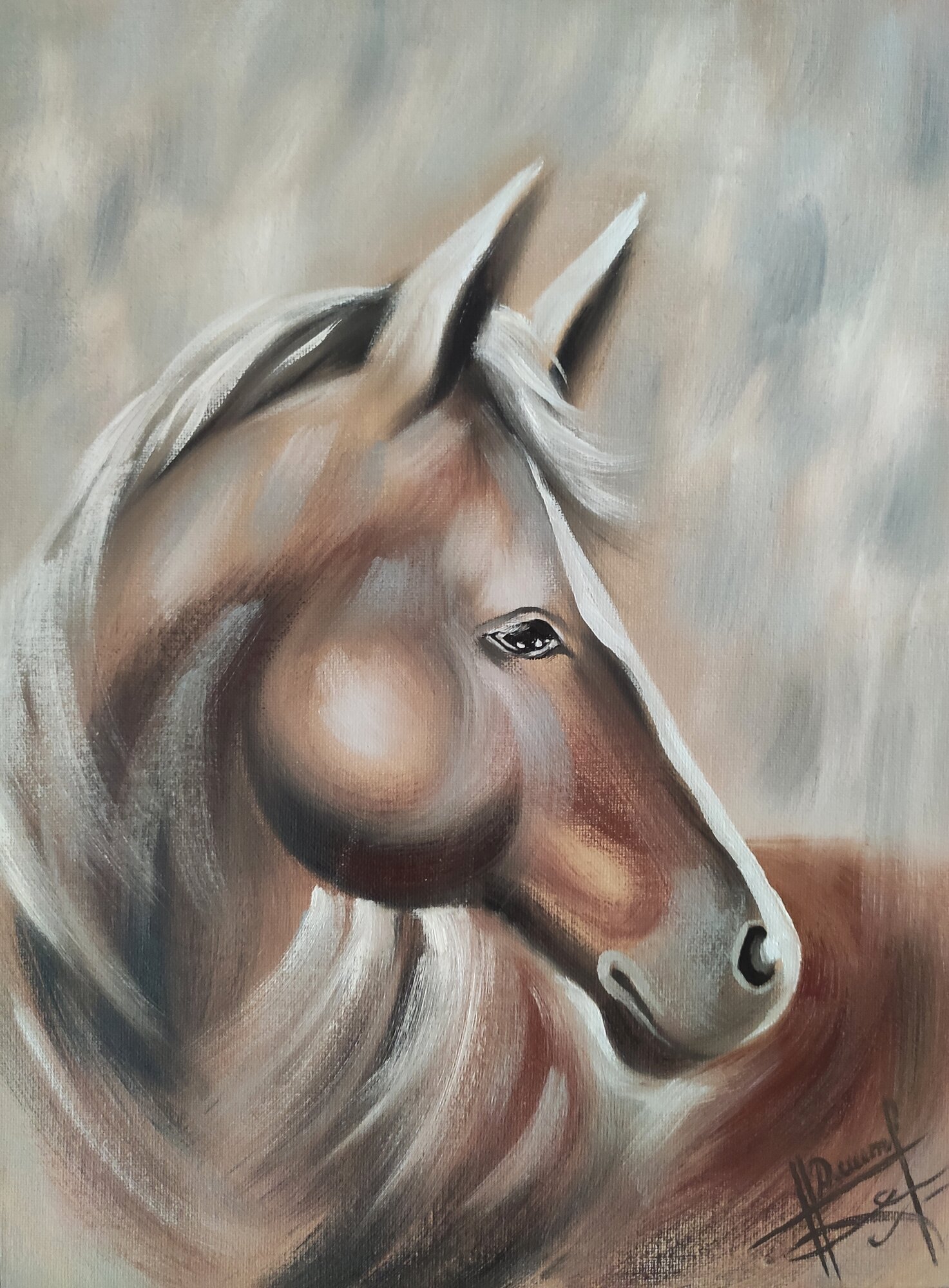 Картина "Лошадь" 40х30см, без рамы, техника масло, Наталья Дмитренко