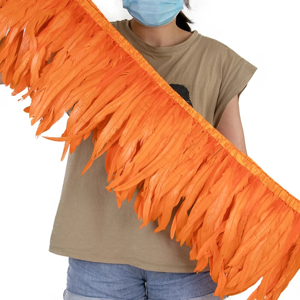 Цветные перья петуха 1 м Оранжевый, Orange