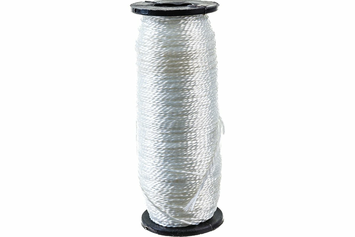 СИБРТЕХ Крученый капроновый шнур 1.5 мм 100 м Катушка 45 кгс Россия 93963 прочность