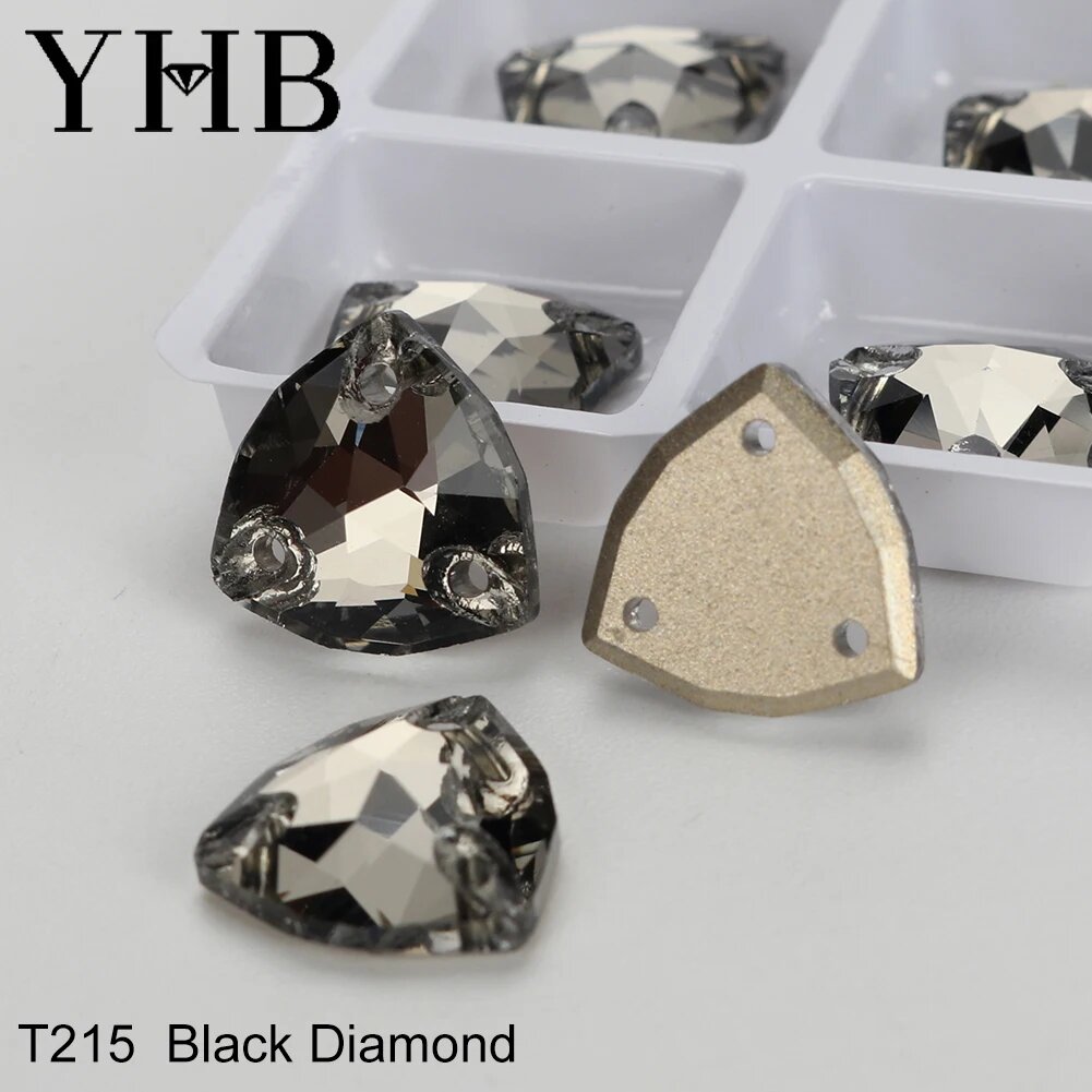 Стразы YHB 22 мм, серебряный, T215 Black Diamond, 15 шт