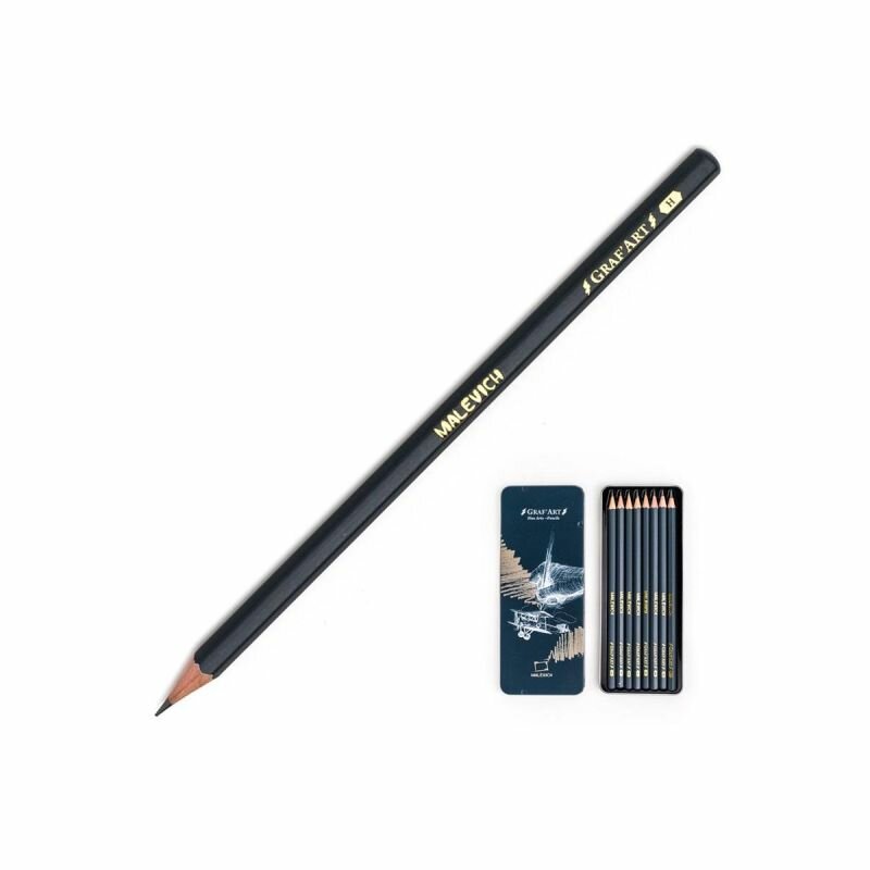 Набор чернографитных карандашей Малевичъ Graf'Art, метал. кор,(8шт/уп),197900