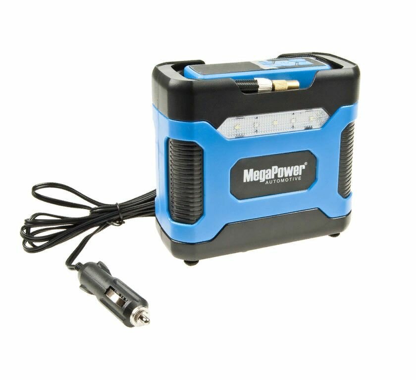 Компрессор поршневой 150PSI (30л/мин 14А) с фонарем и цифровым манометром 12V MEGAPOWER MEGAPOWER M85010