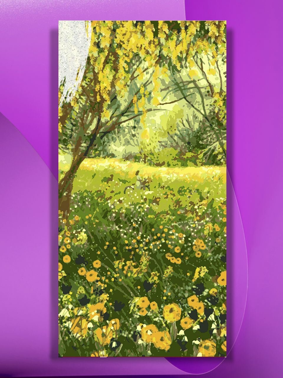 Картина по номерам на холсте Прогулка на велосипеде по весеннему лесу, 30 х 60 см