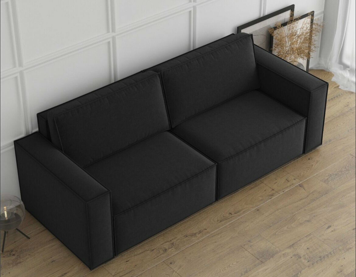 Диван MF-SOFA Элизабет, модульный, с ящиком, серый велюр, 240х105х80 см