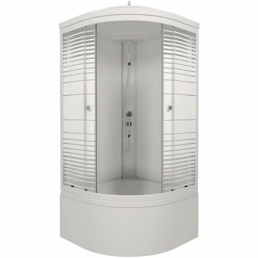 Душевая кабина Тритон (Triton) Полосы 900х900х2160 мм, с рисунком 4 мм, профиль белый (Щ0000061836) Б (9 мест+сифон D50)