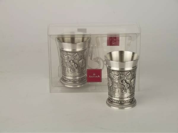 Подарочный набор рюмок для водки из олова "Der Angler" выс.6,5см