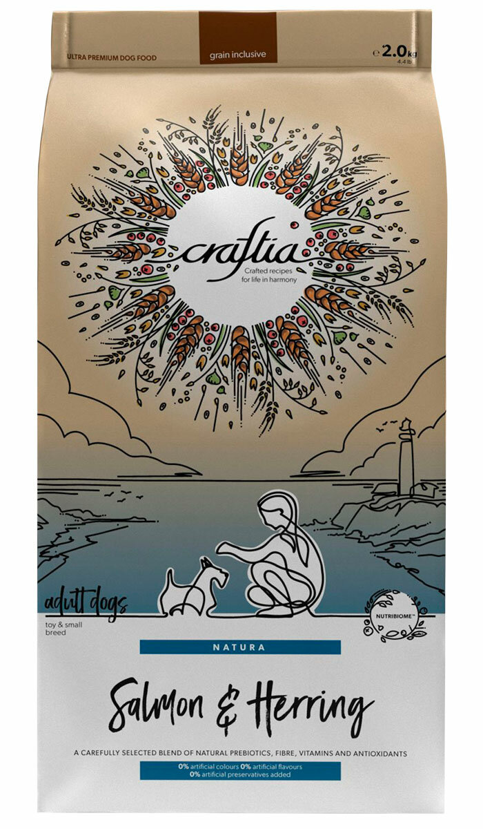 CRAFTIA NATURA ADULT DOG TOY&SMALL BREED SALMON&HERRING взр соб мал пор с лососем и сельдью 2 кг