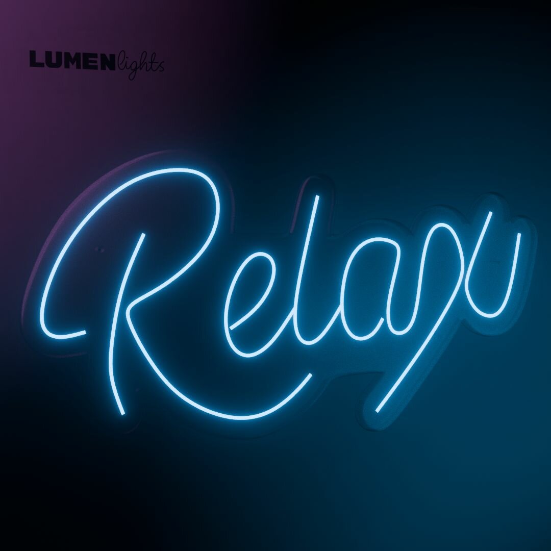 Неоновая вывеска, светильник декоративный Relax, 380х180 мм.