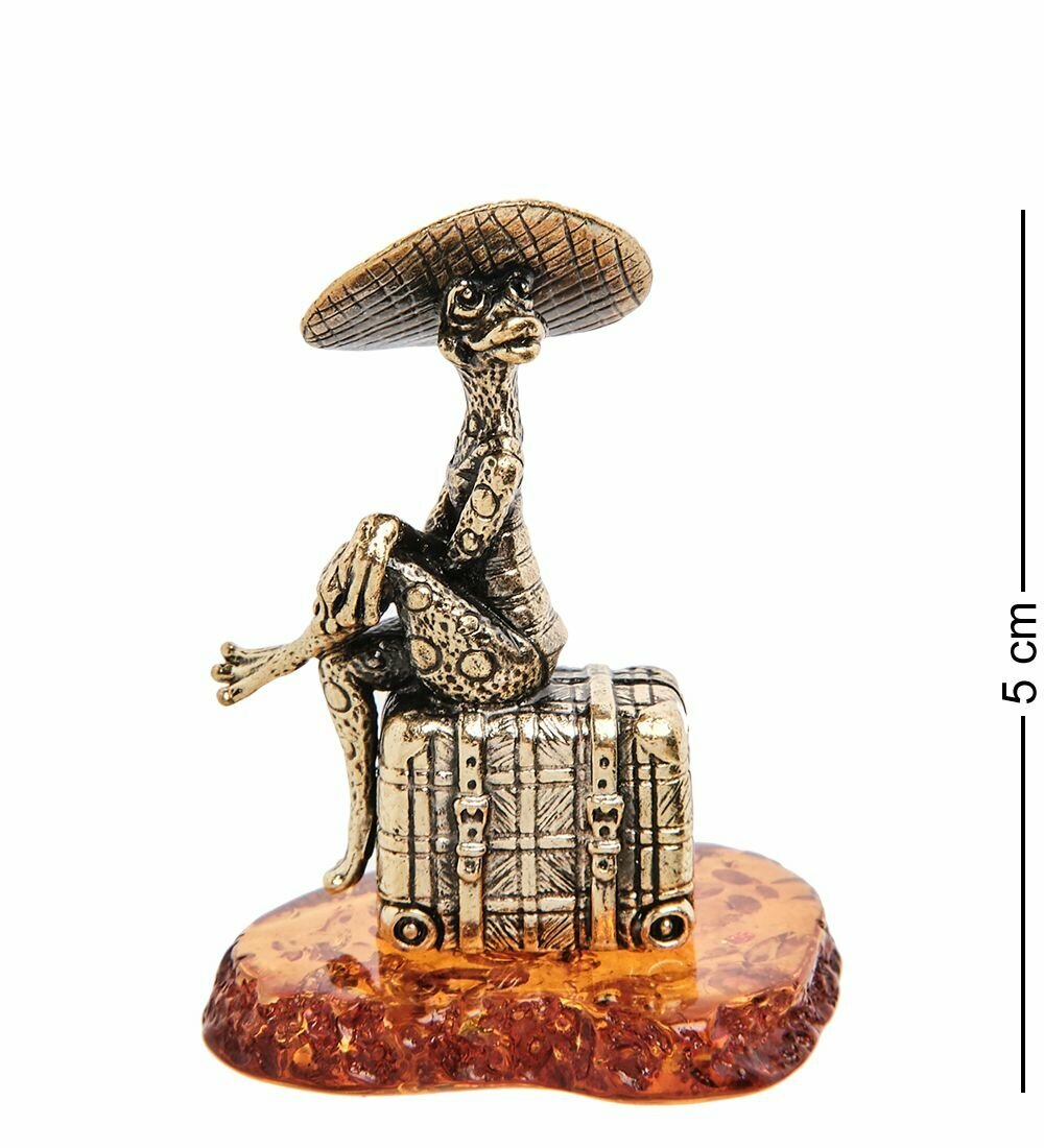 Фигурка 'Лягушка Мальдивы' (латунь, янтарь)