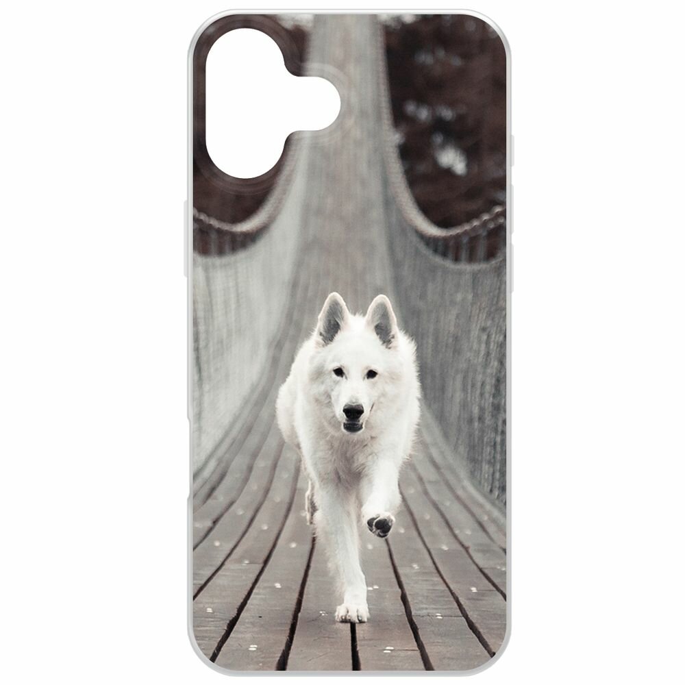 Чехол-накладка Krutoff Clear Case Пес на мосту для iPhone 16 Plus