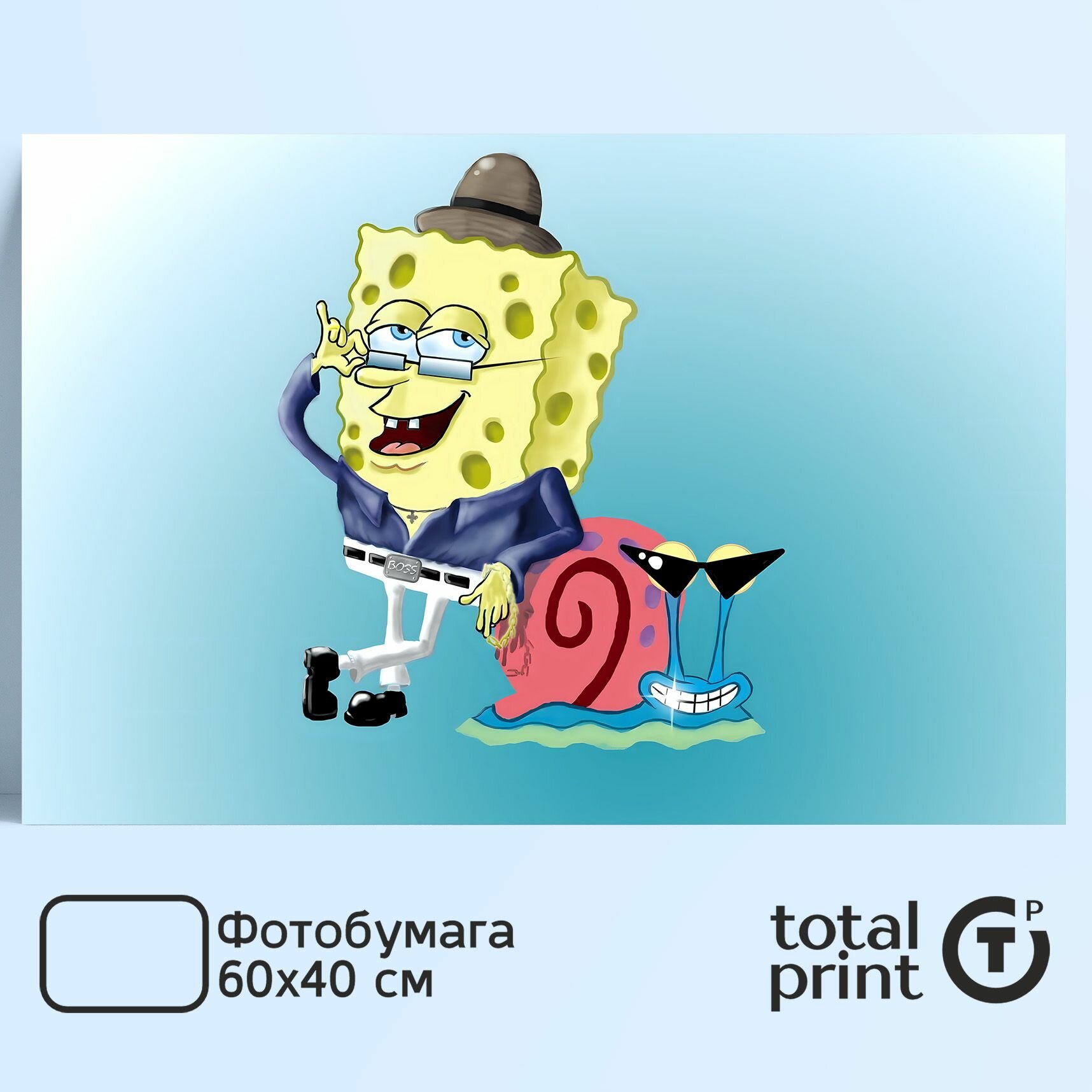 TotalPrint Постер для интерьера, 60х40см, Губка Боб
