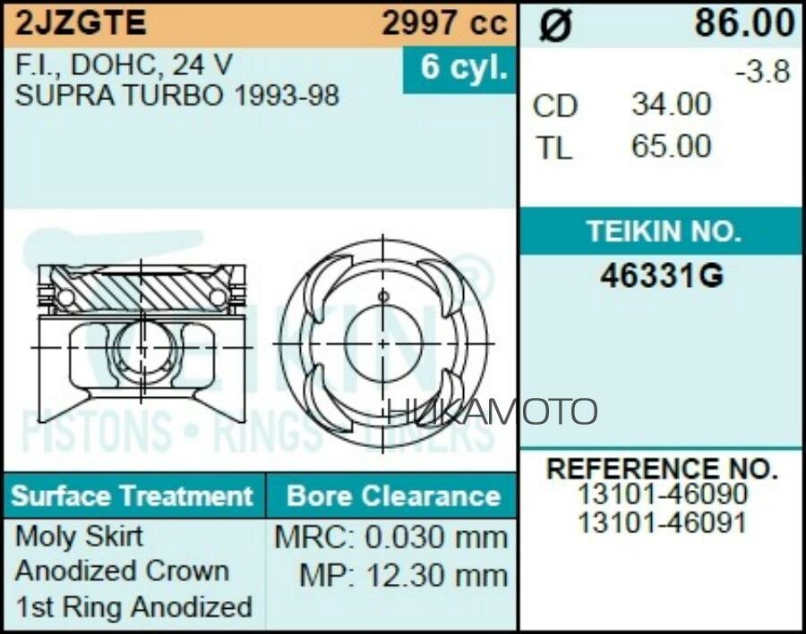 TEIKIN 46331G050 Поршень TOYOTA ARISTO/SUPRA 2JZGTE с пальцем