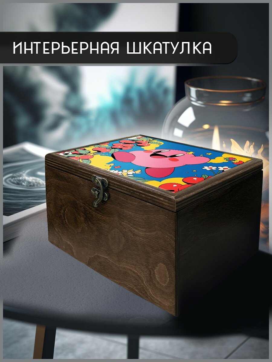 Шкатулка интерьерная для украшений универсальная 22x17x12 см игры кирби (cirby, милота, аниме, цветы) - 502