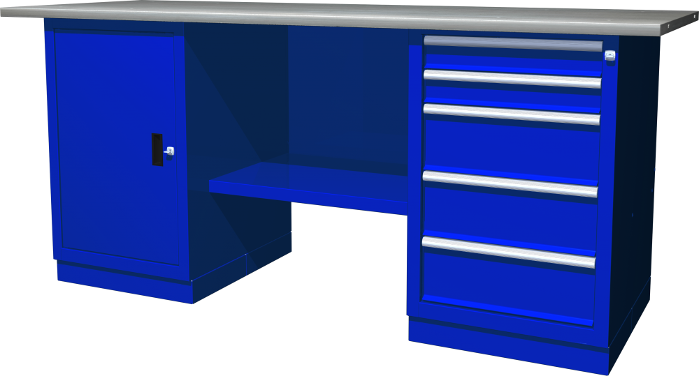 Ombra OWB2-15 Верстак с двумя тумбами, тумба с 1 одной дверцей и тумба с 5 ящиками, 1900х686х820 мм