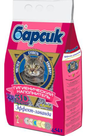 Барсик Впитывающий наполнитель Эффект-лаванда 3D эффект 4,54л 2.9кг 2.9 кг