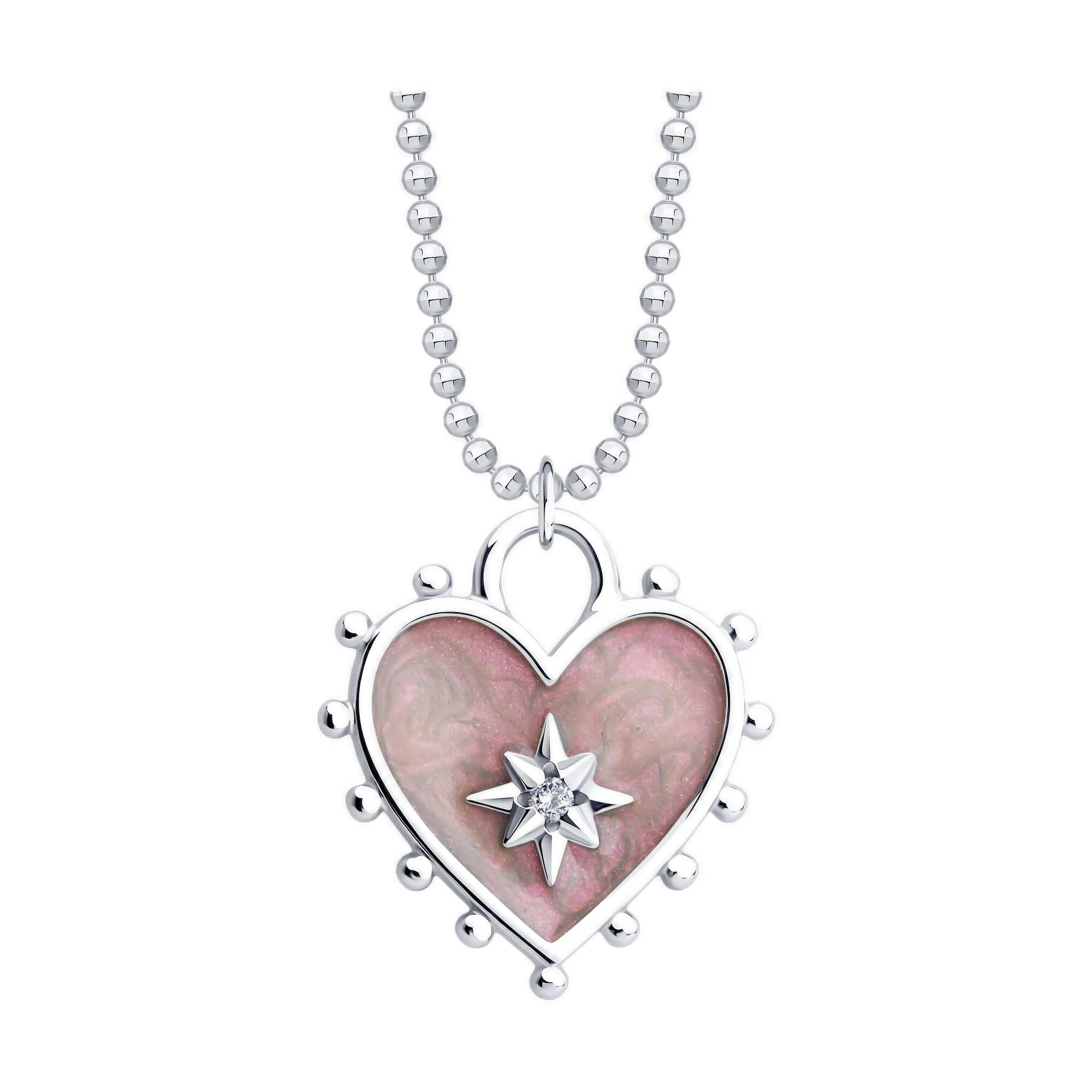 Колье Diamant online, серебро, 925 проба, родирование, фианит, эмаль