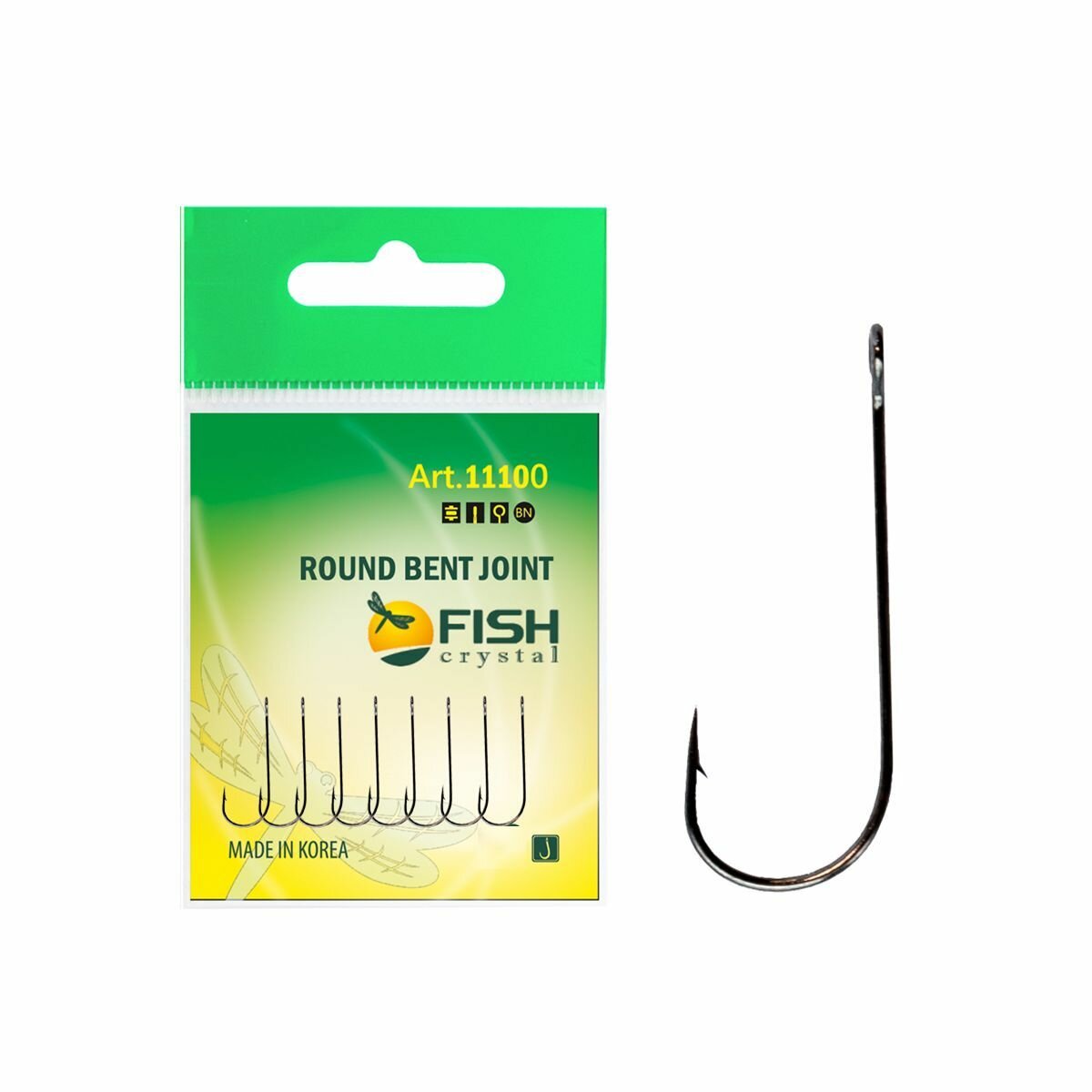 Крючки рыболовные Fish Crystal ROUND BENT JOINT 11100-F # 10, с большим ухом (8шт)