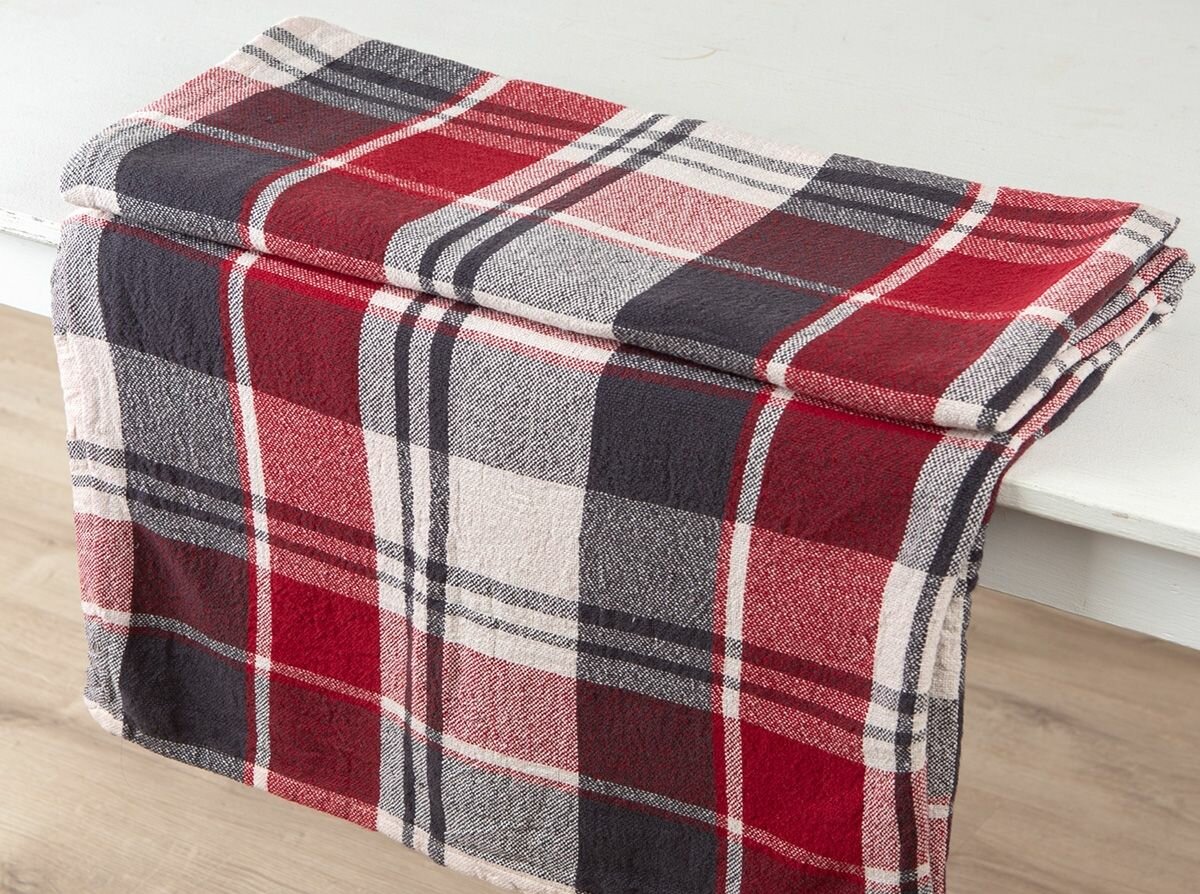 Покрывало 100% Лён "Шотландка" 200х210 см. Оршанский