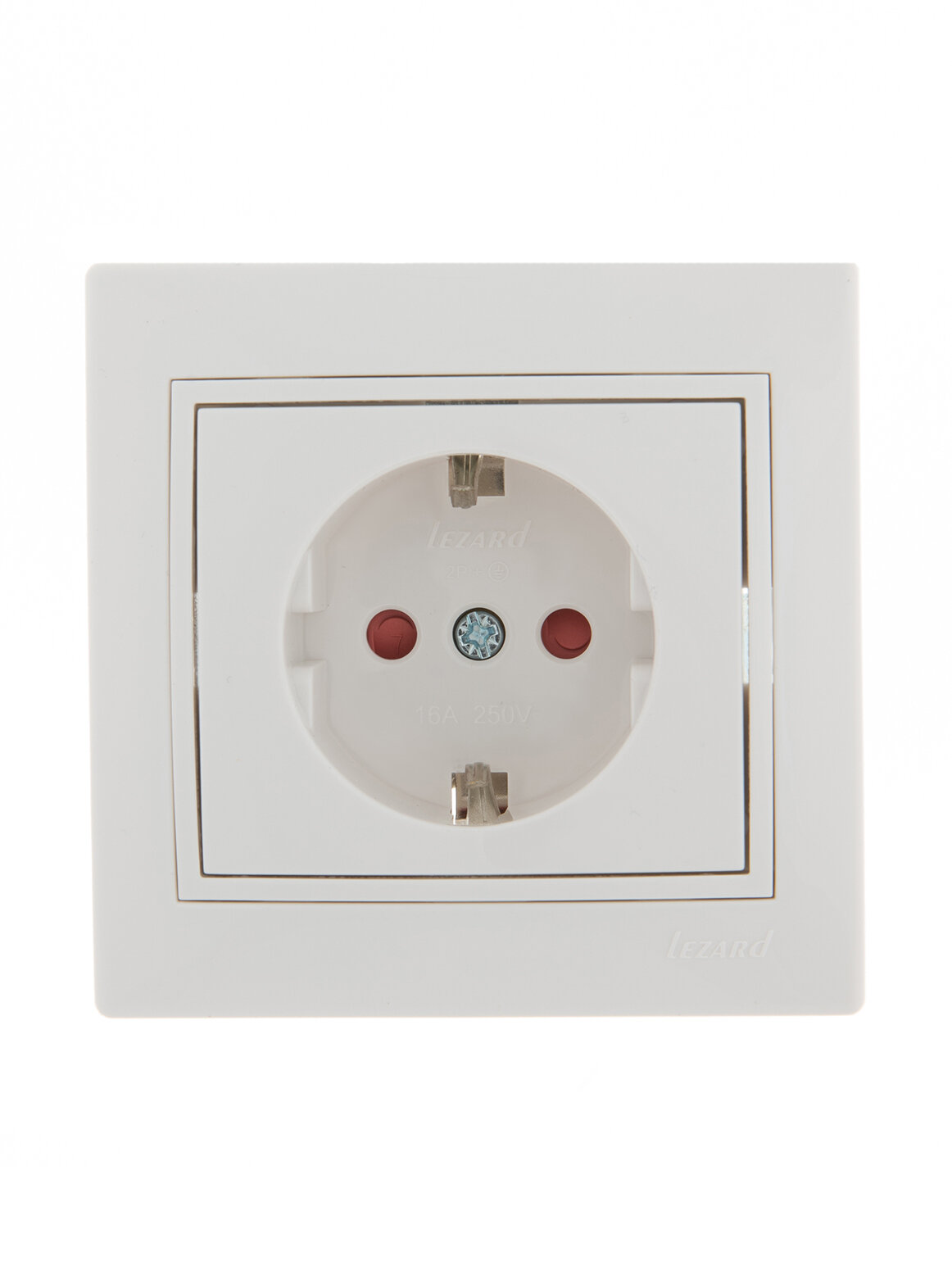 Розетка LEZARD MIRA с защитой от детей керамика белый с белой вставкой