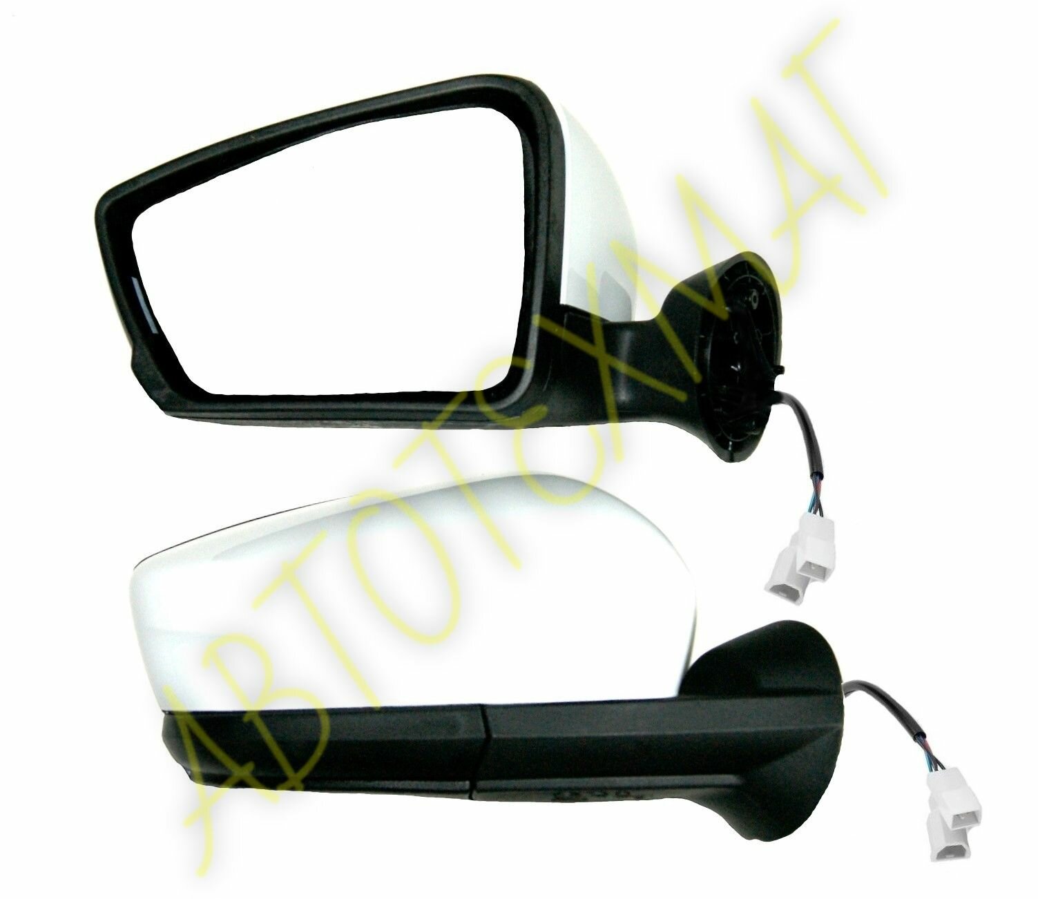 Зеркало боковое Лада Ларгус, Рено Логан, Рено Дастер, Сандеро, комплект в стиле Гранта с электроприводом и обогревом Белого цвета.