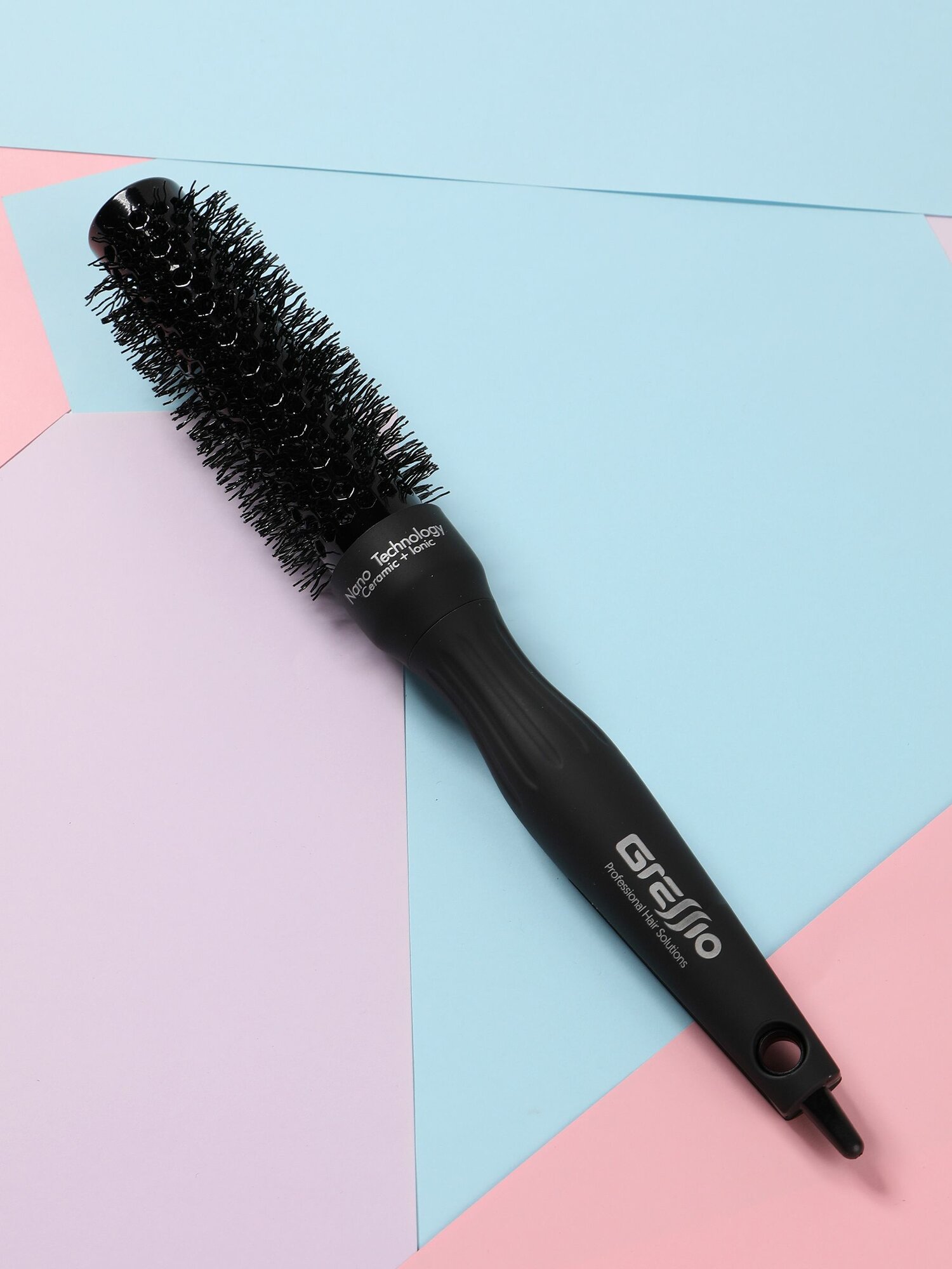 Gressio, Профессиональная расческа брашинг с ионизацией для укладки и выпрямления волос, с откидным хвостиком, диаметр щётки 25 мм