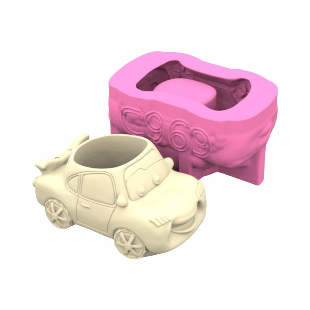 Силиконовая форма для цветочного горшка в виде машины, форма для кашпо, бетона, гипса и смолы для суккулентов и декора, мультяшный автомобиль C969-BOD
