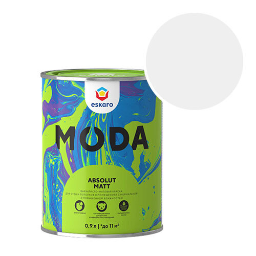 Краска моющаяся Eskaro Moda Absolut Matt RAL 9003 (Сигнальный белый - Signal white) 0,9 л