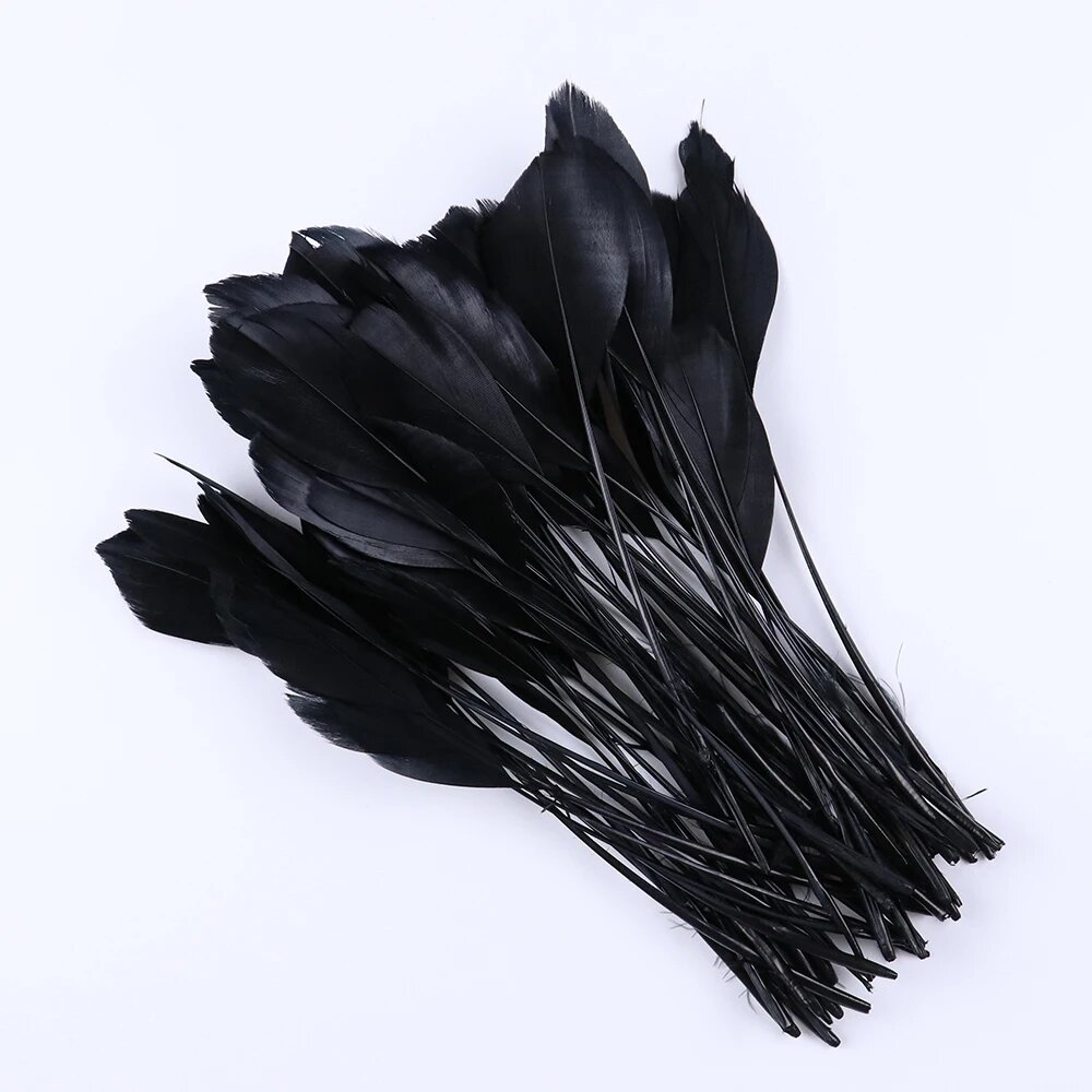 Гусиные перья для декора 50 шт. Черный, black