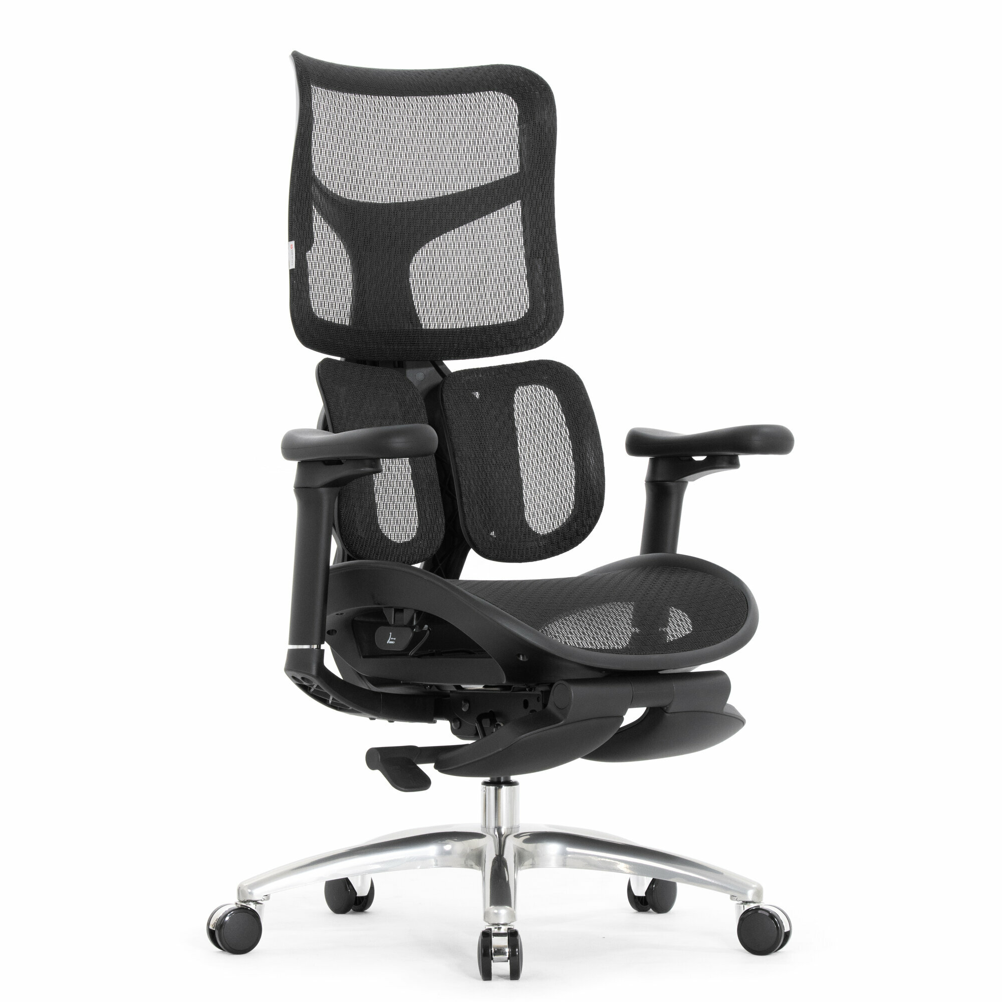 Кресло с подножкой SIHOO Doro S100 (разделенный поясничный упор, сетка, черный)