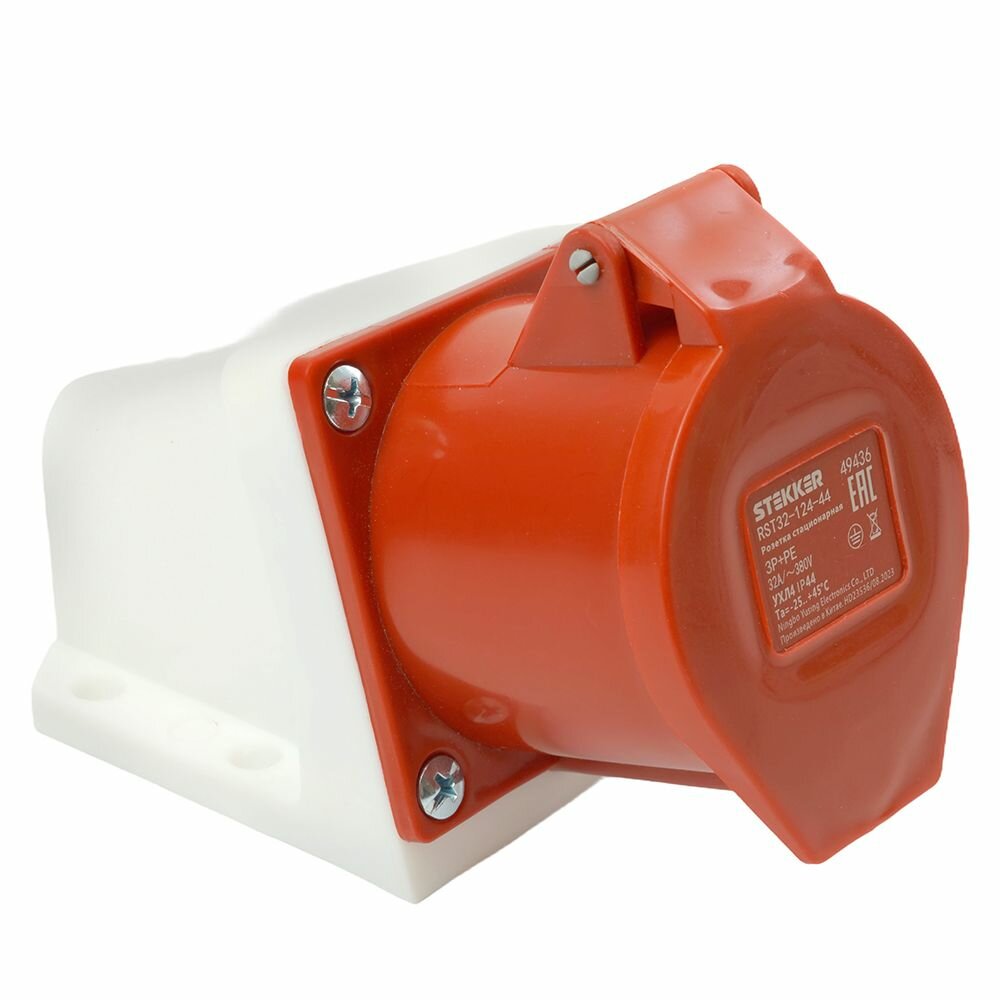 Розетка стационарная FERON ST-124 32А 380В 3P+PE IP44, RST32-124-44