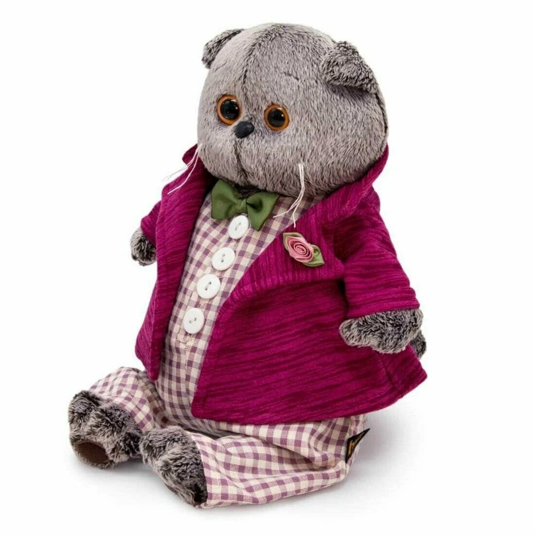 Budi Basa Мягкая Игрушка Кот Басик в комбинезоне и пиджаке (22см, в подарочной коробке) Ks22-226