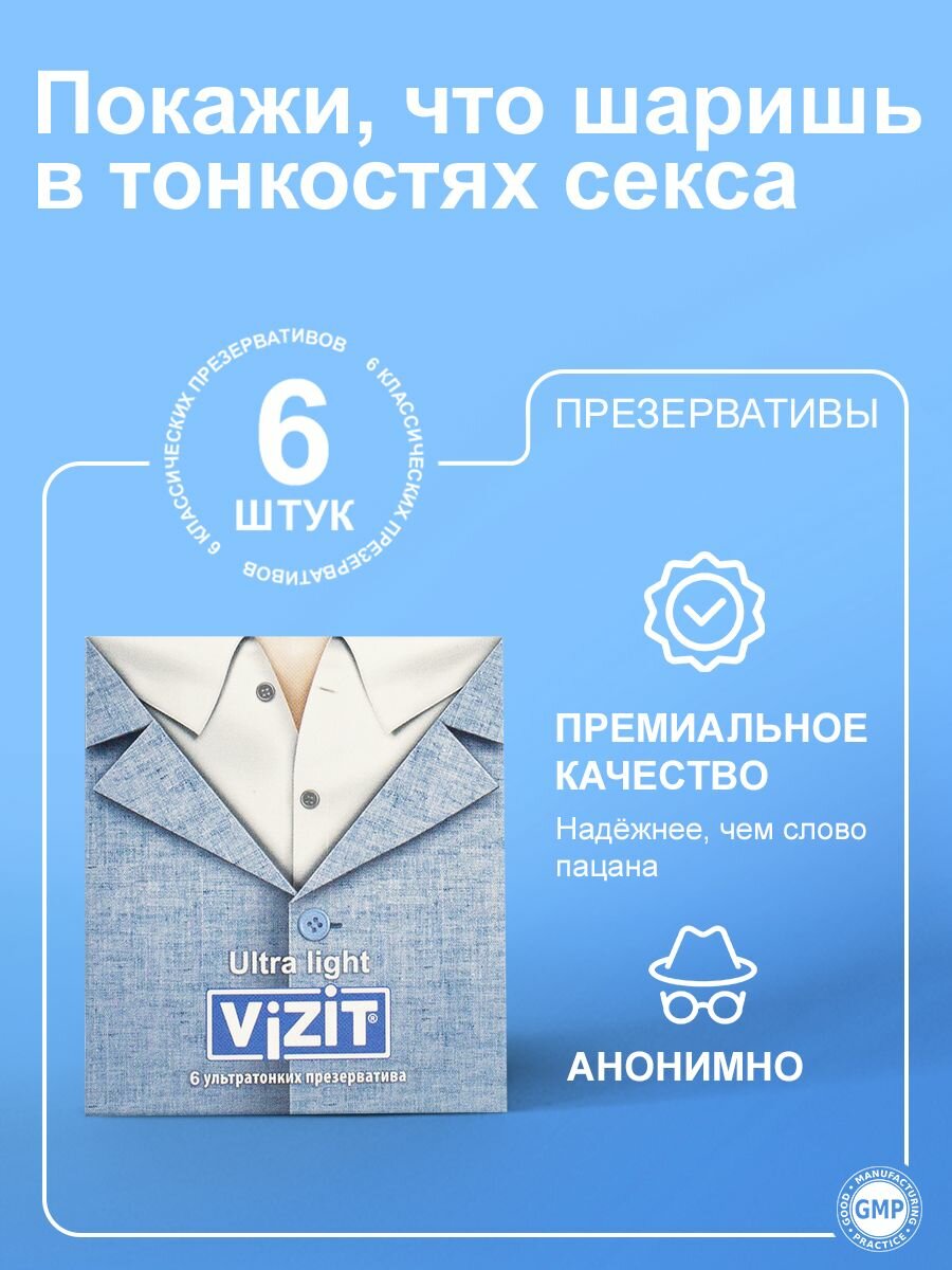 Презервативы ультратонкие 6 штук VIZIT