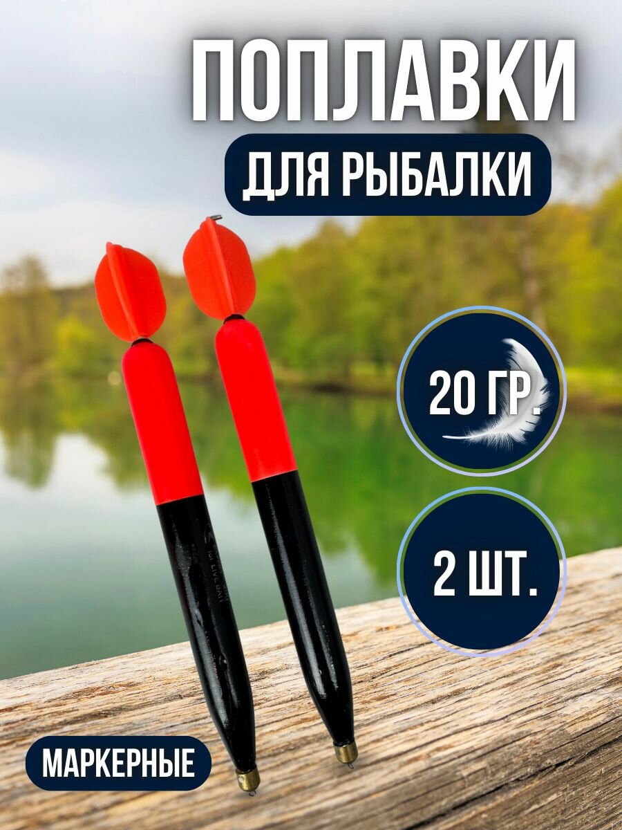 Поплавок маркерный / Маркерный набор для донной рыбалки 20 гр 2 штуки черный