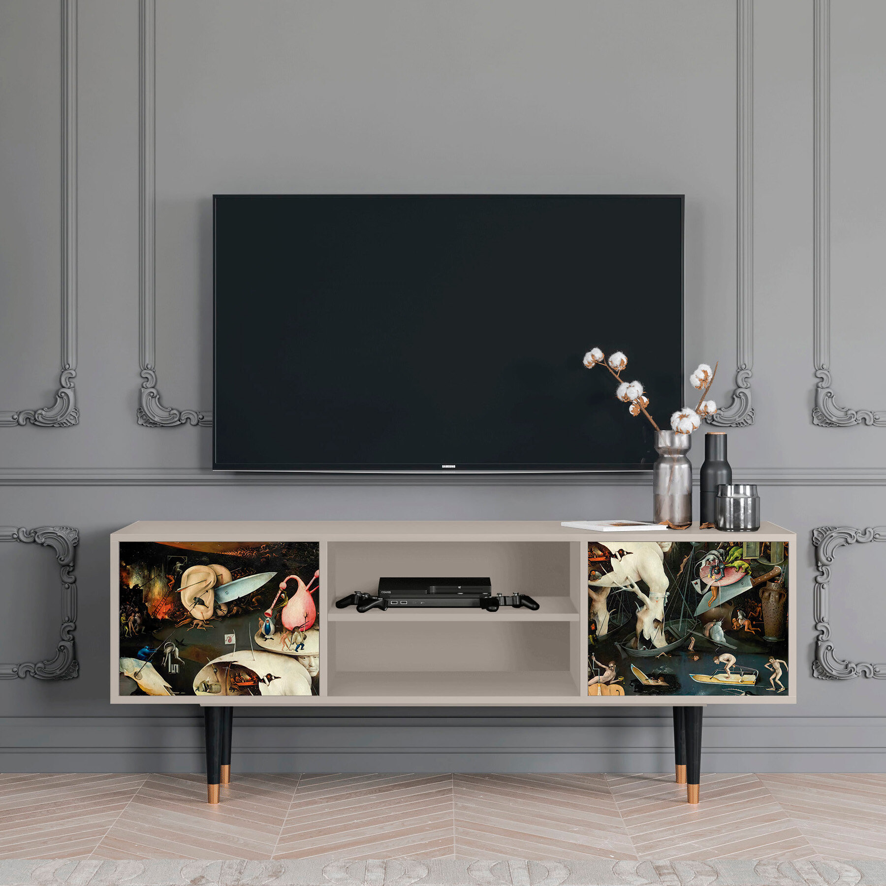 ТВ-Тумба - STORYZ - T2 The Garden of Earthly Delights by Hieronymus Bosch, Размер - 170 x 69 x 48 см, Цвет корпуса - , Сатин