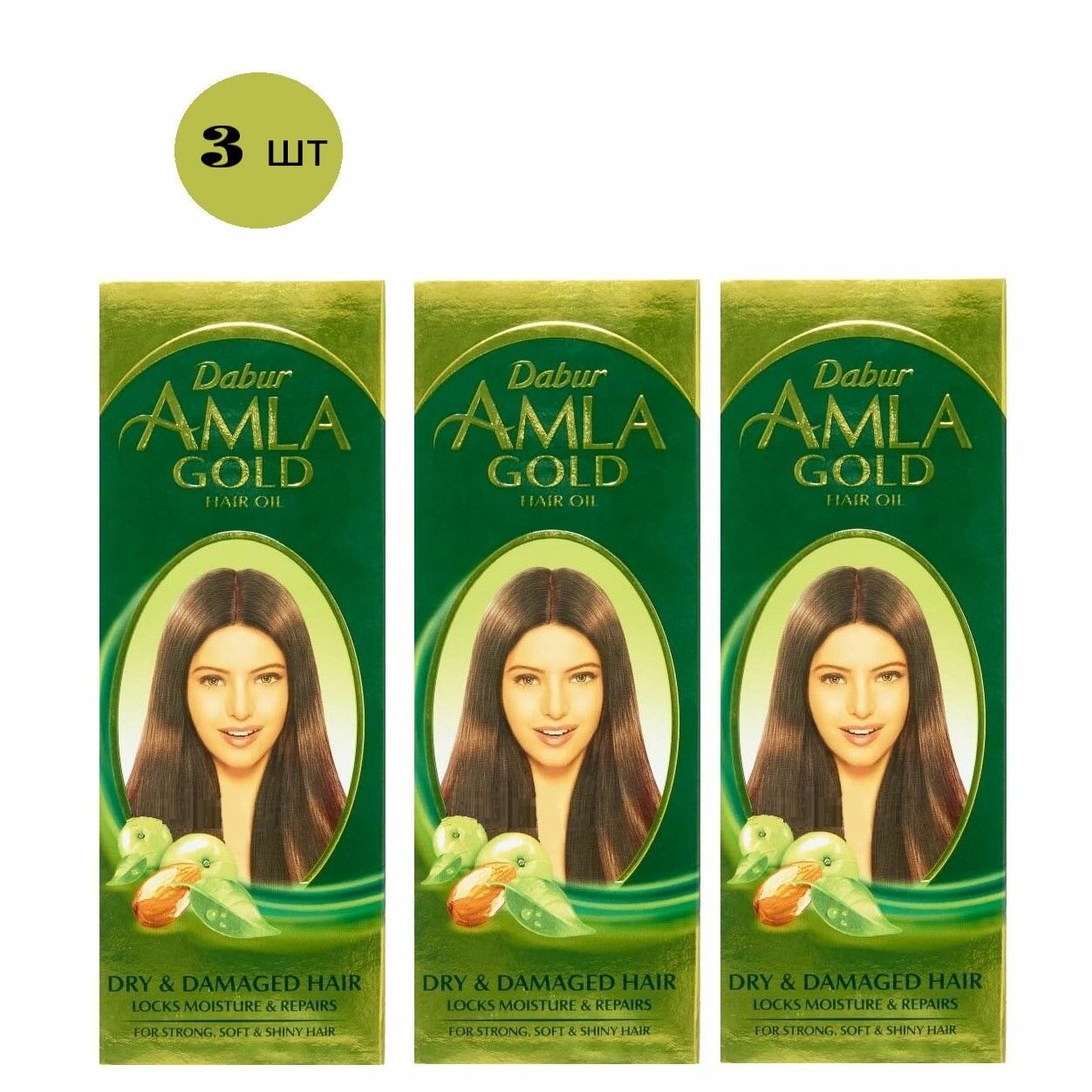 Dabur амла голд Масло для сухих и поврежденных волос /AMLA GOLD Дабур, 200 мл - 3 шт
