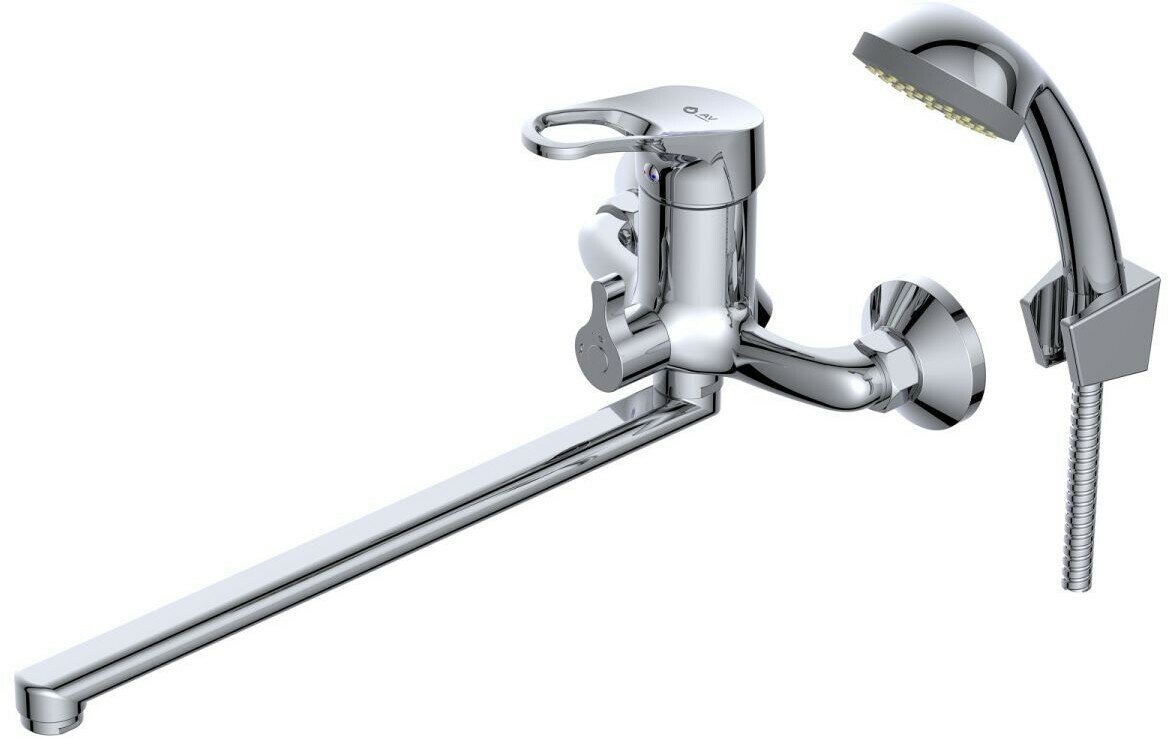 Смеситель для ванной с душем AV ENGINEERING Bas с длинным поворотным изливом (AVBAS7-A294-422)