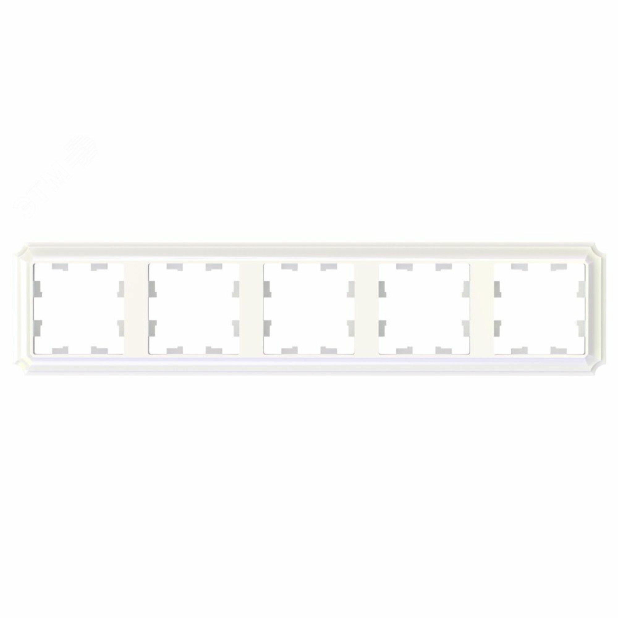 Рамка Systeme Electric ATLASDESIGN ANTIQUE 5-постовая универсальная, жемчуг ATN100405