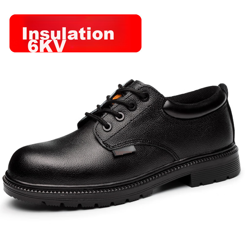 Blue Owl Shield Safety Shoes for Men, 6KV Insulated, Steel Toe, Protective Plastic Toe Cap, Wear-Resistant, Lightweight, Cowhide Functional Shoes, Comfortable Electrician Shoes 8112 Electrician Shoes [6KV Insulated] Size 41