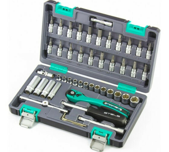 Stels 14099, Набор инструментов 1/4", Cr-V, S2, усиленный кейс, 47 предметов