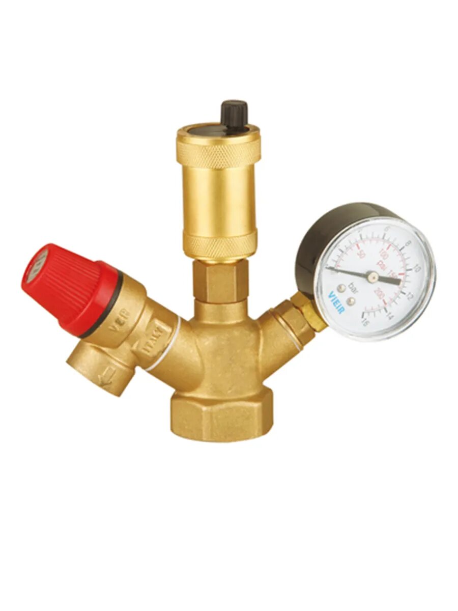 Группа безопасности котла ViEiR AQ1123, латунь, 1", с манометром