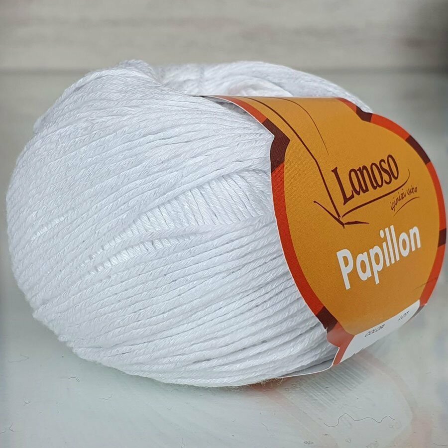 Пряжа Lanoso PAPILLON 001 отбелка (6 мотков)