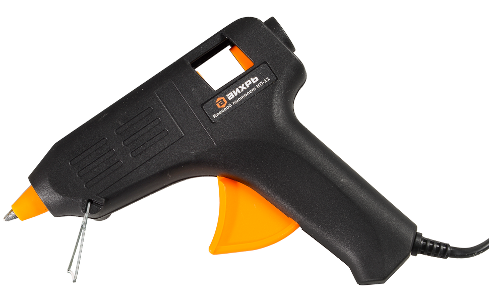 Клеевой пистолет Вихрь КП-11, 220 В, 80 Вт, ⌀ стержня 11 мм, нагрев 3-4 мин